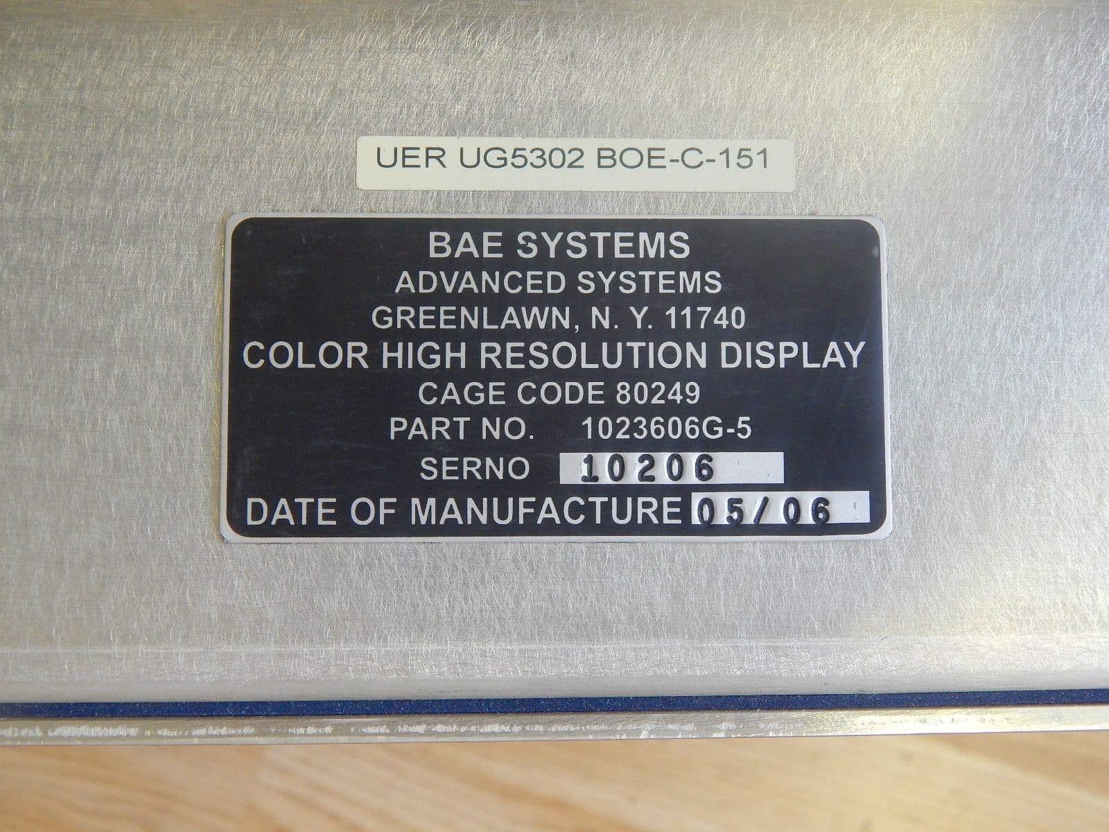 Aircraft Colour High Resolution Display Screen 51cm Part No 1023606G-5 RPL1