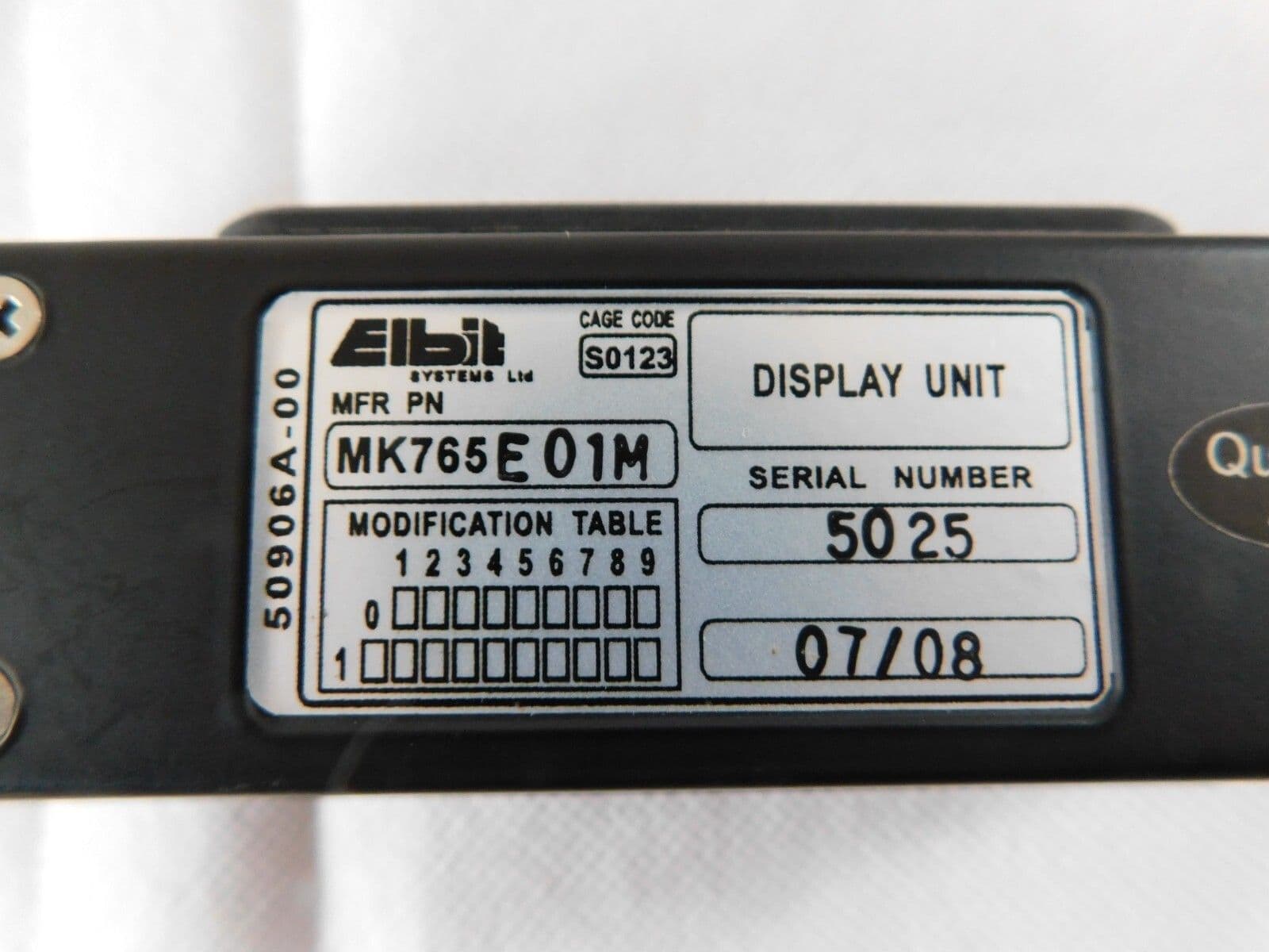 Aircraft Elbit MK765E01M Head Display Unit HDU PL50