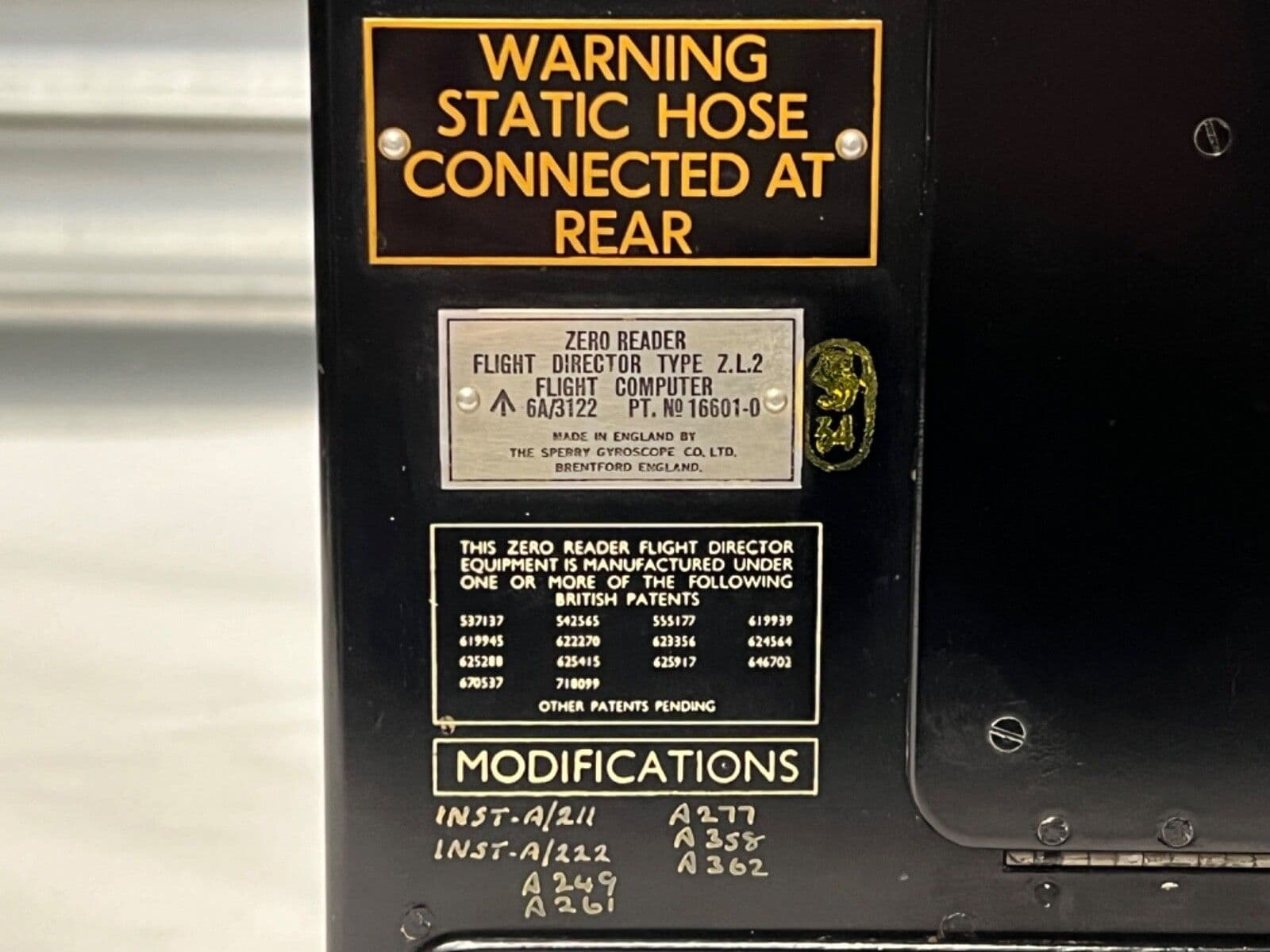 Canberra Aircraft Zero Reader Flight Director Type ZL2 Flight Computer ...