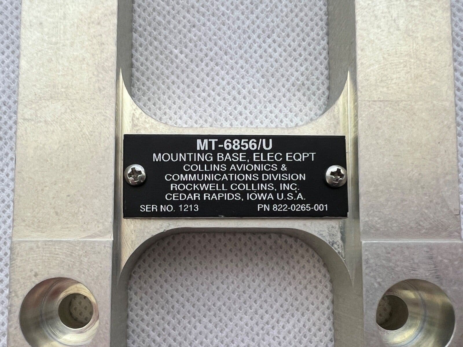 Collins Avionics Aircraft Mounting Tray Base Type MT-6856U GR1B