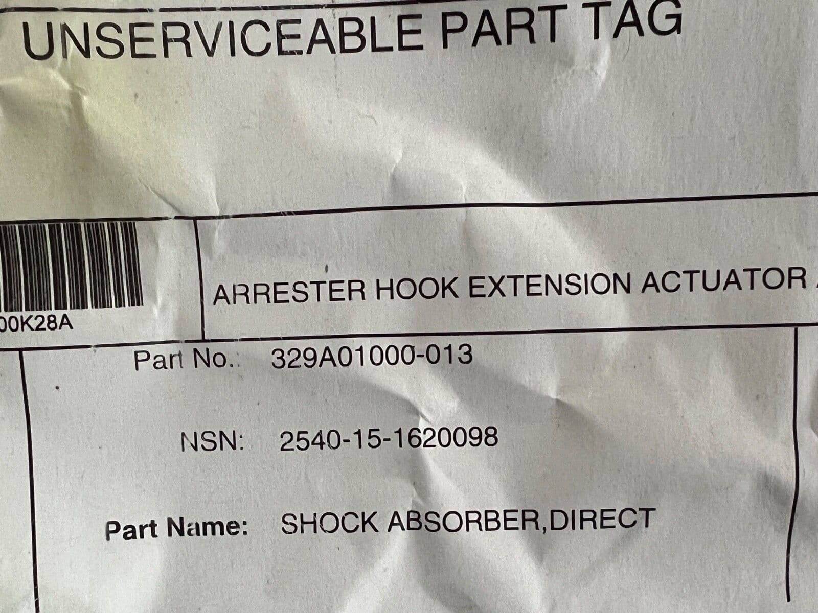 Eurofighter Typhoon Arrestor Hook Extension Actuator Shock Absorber ...