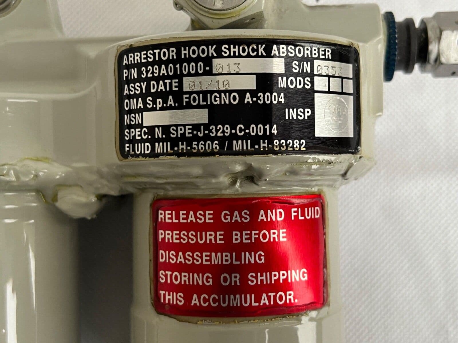 Eurofighter Typhoon Arrestor Hook Extension Actuator Shock Absorber ...