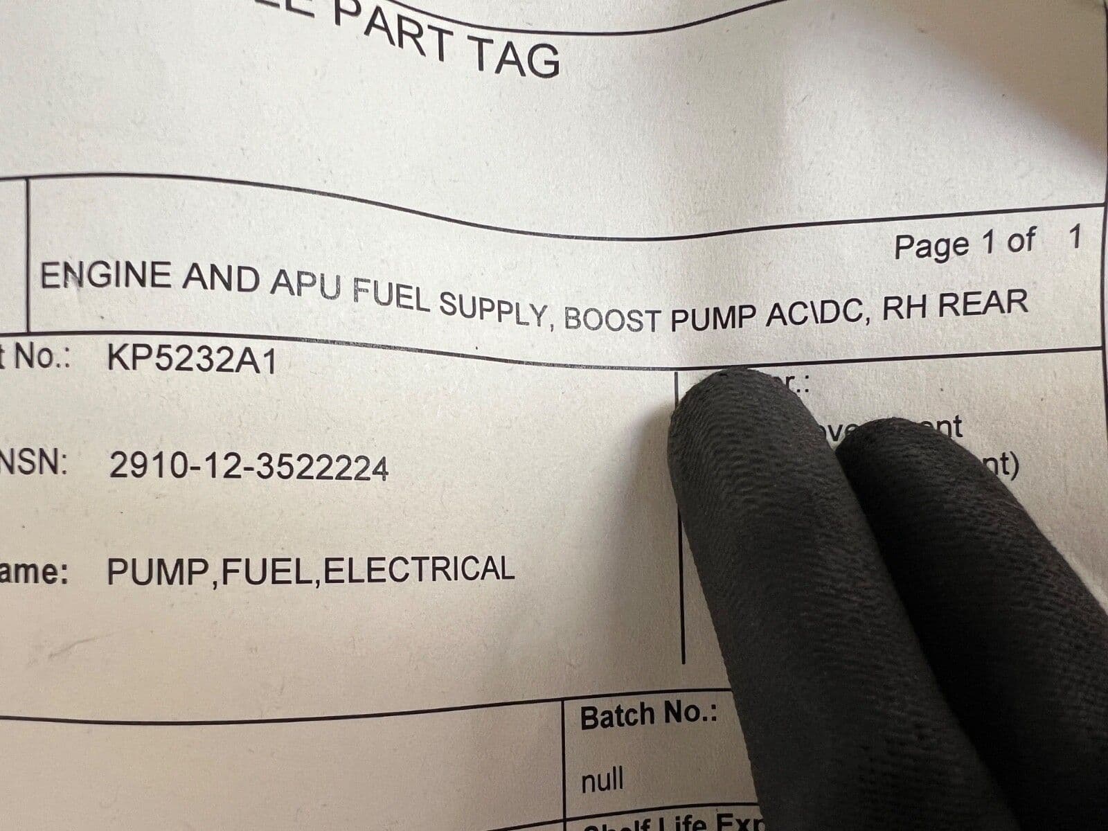 Eurofighter Typhoon R/H Rear AC/DC Engine APU Fuel Boost Pump From ...