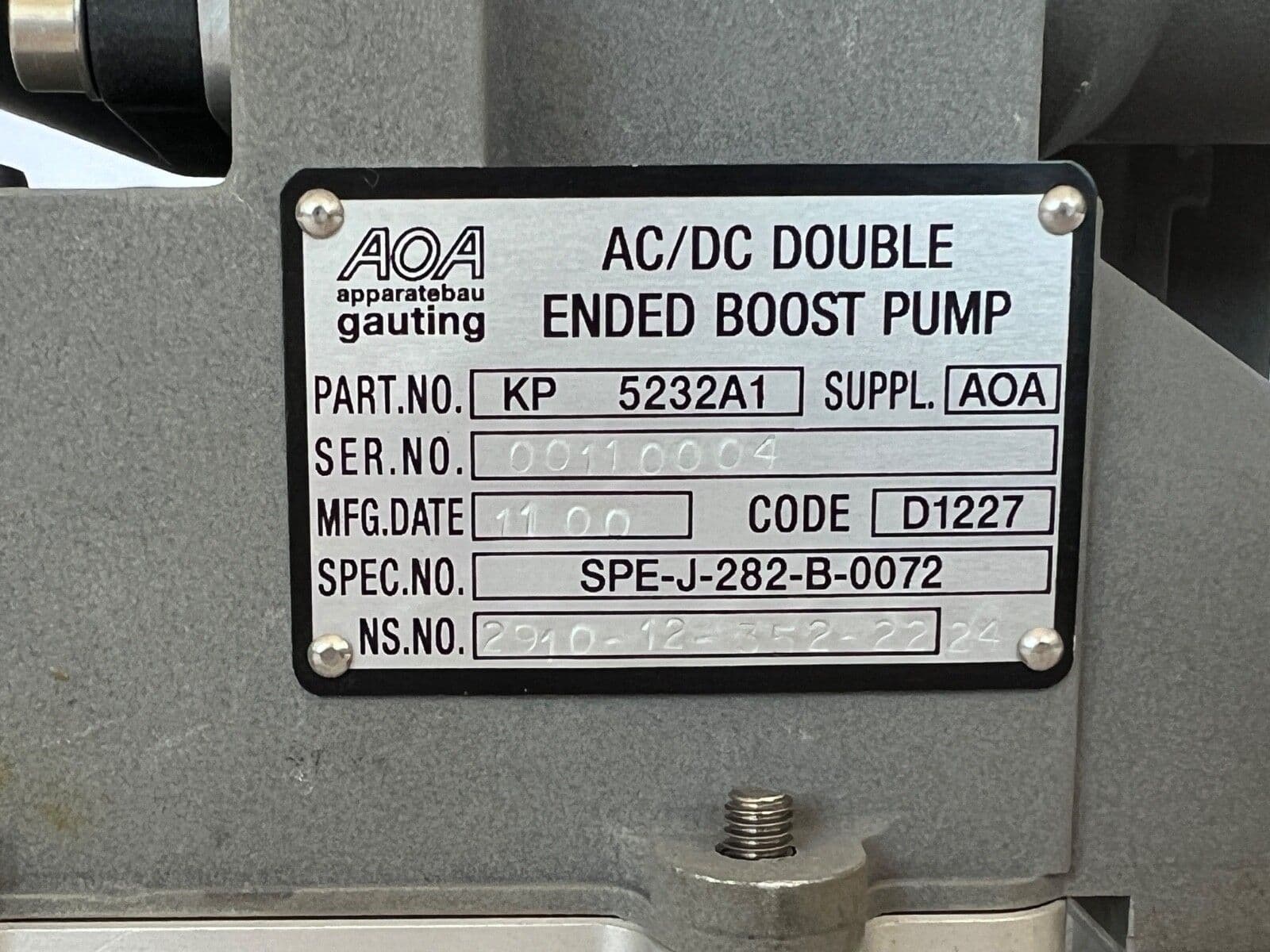 Eurofighter Typhoon R/H Rear AC/DC Engine APU Fuel Boost Pump From ...