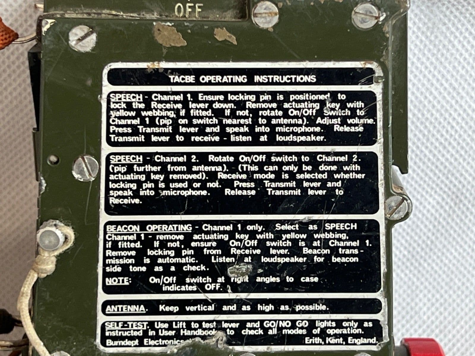 Ex Army Tacbe B E 499 Emergency Beacon Radio With Dummy Battery D8D