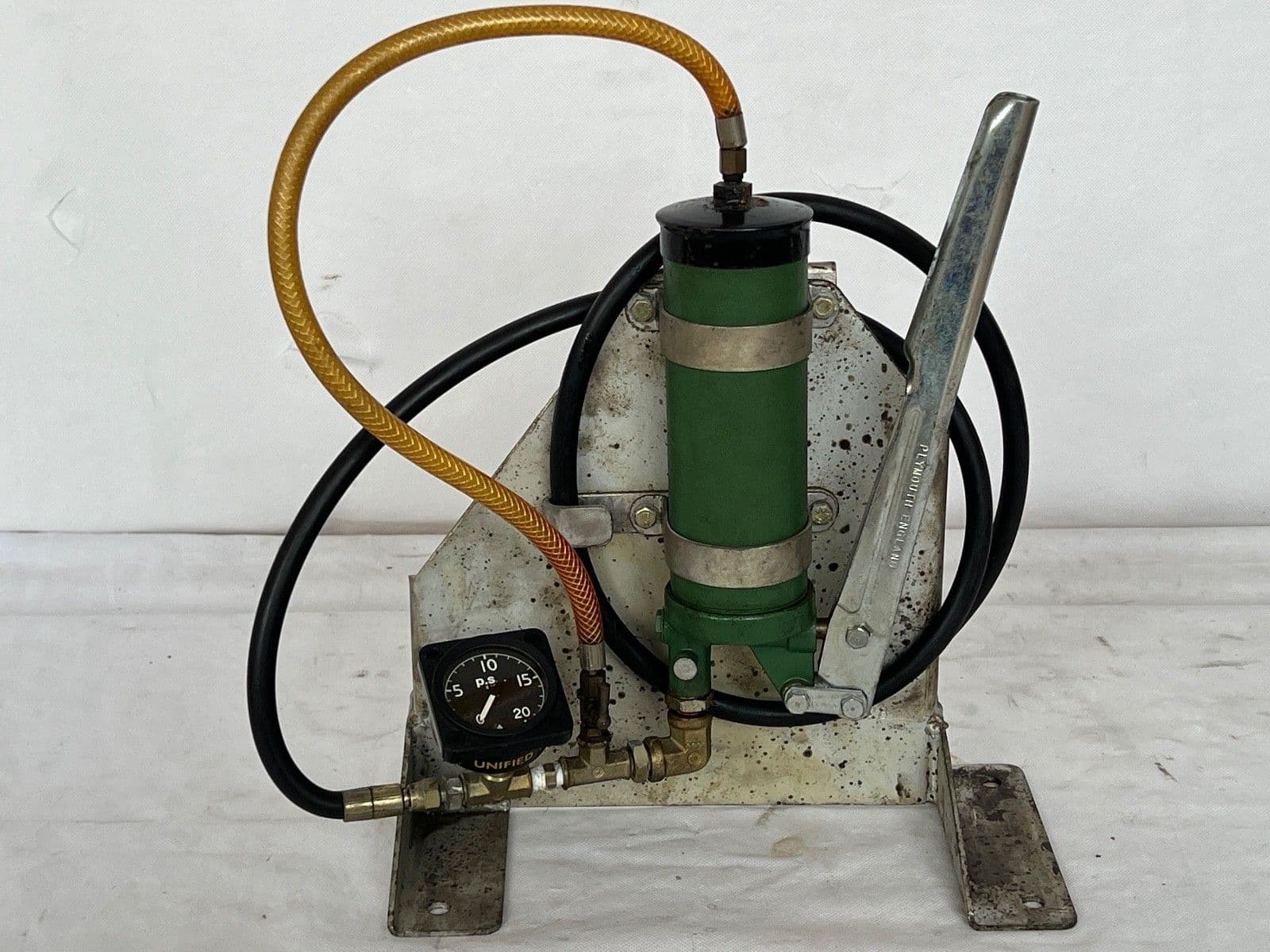 Ex RAF Aircraft Ground Crew Air Hand Pump With Pressure Gauge D6E