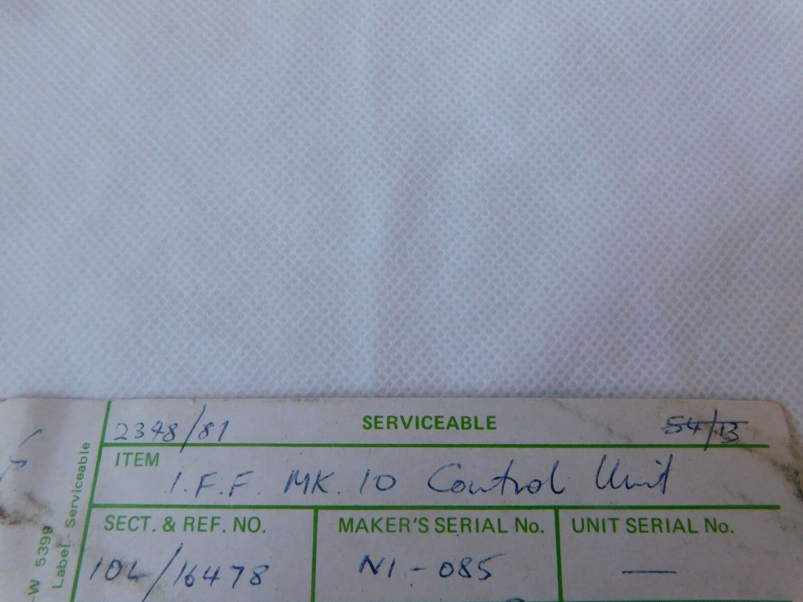 Ex RAF Aircraft IFF MK10 Control Unit Type 6465 Ref No 10L/116478 1R7C