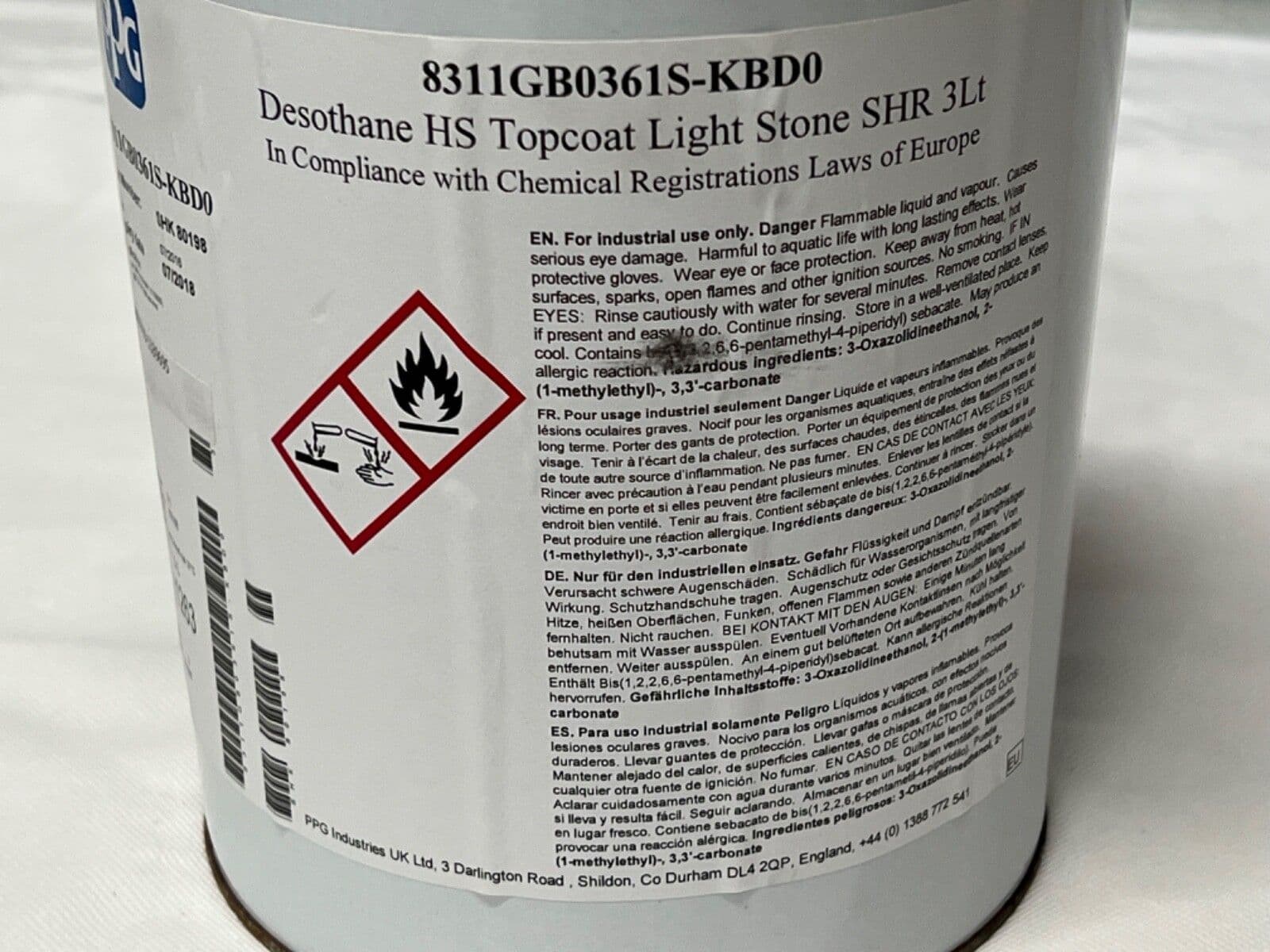 Ex RAF Light Stone PPG 3L Desothane HS Topcoat Paint with 1L Activator GR5C