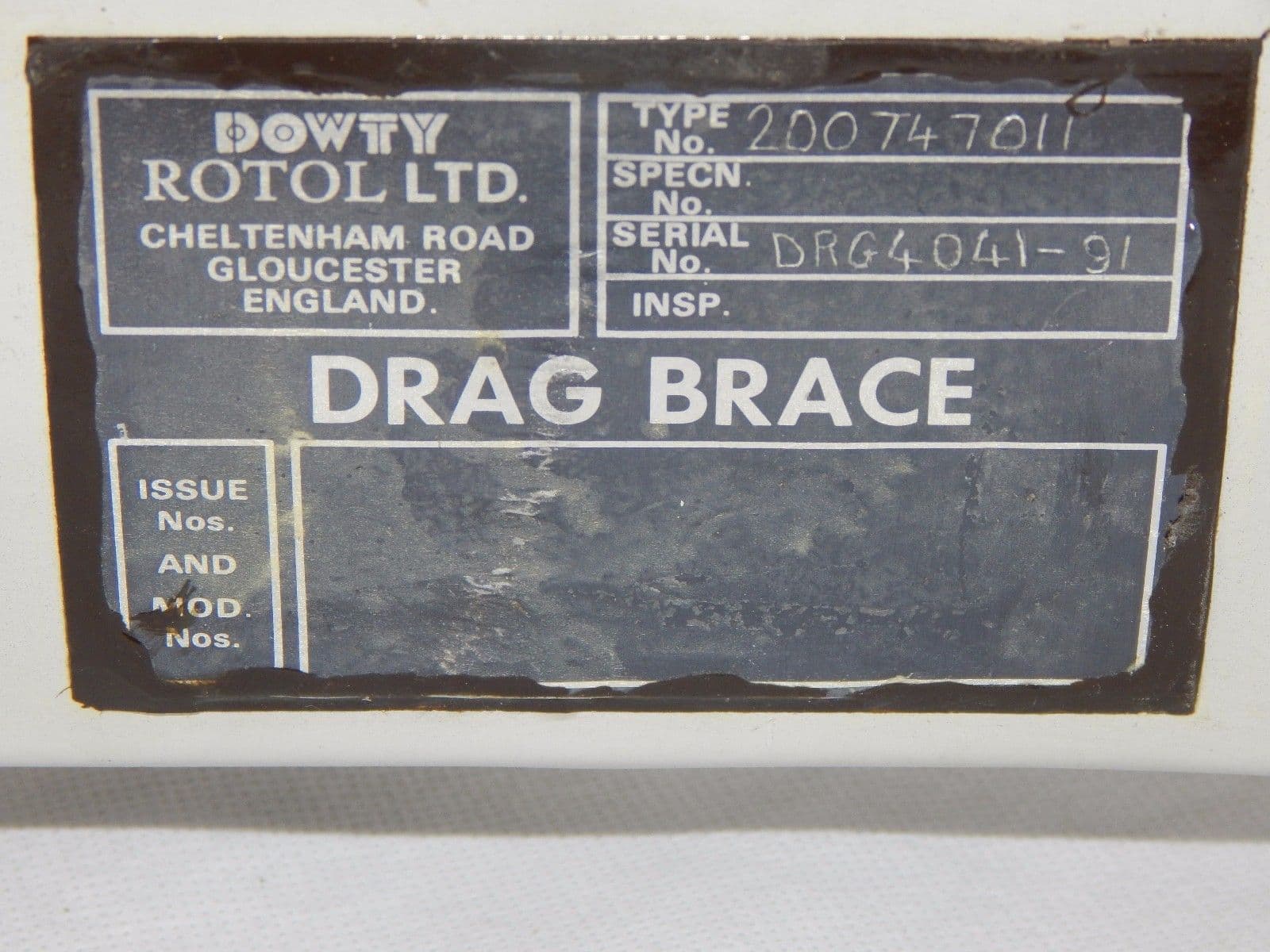 Ex RAF Tornado Aircraft Left Hand Drag Brace Unit Landing Gear D2A