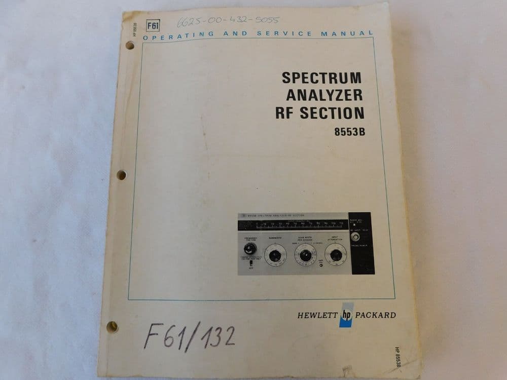 HP Operation And Service Manual For HP8553B Spectrum Analyzer RF ...