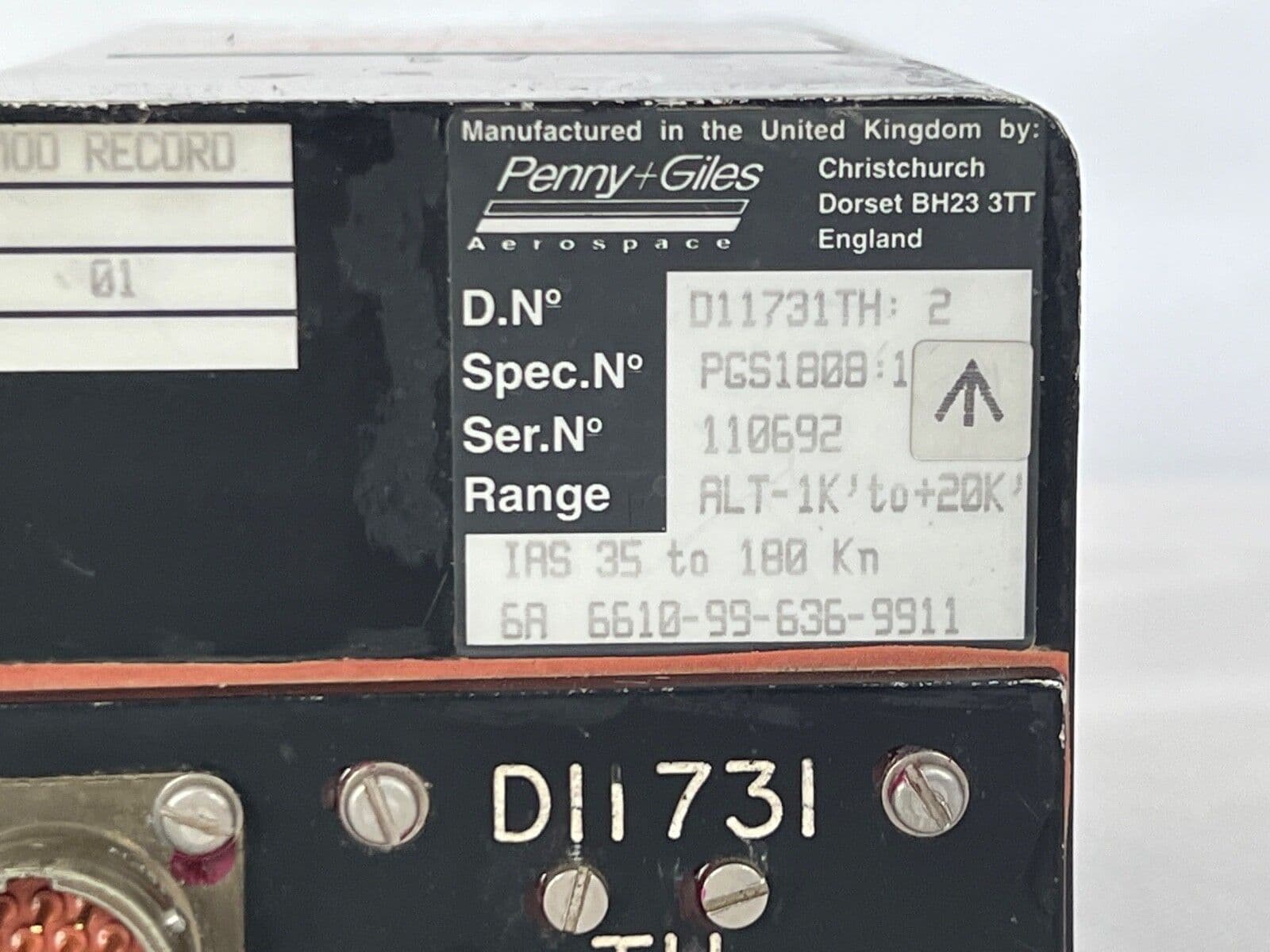 Lynx AH9 Helicopter Air Data Unit From ZG886 D5D