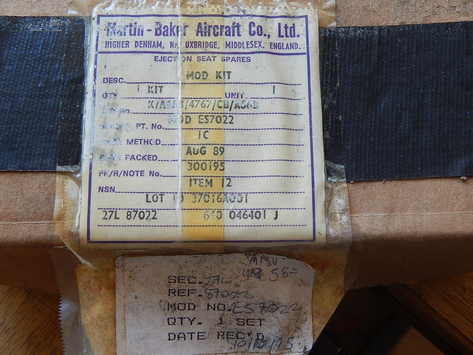 Martin Baker Aircraft Ejection Seat Modification Kit 1R10D
