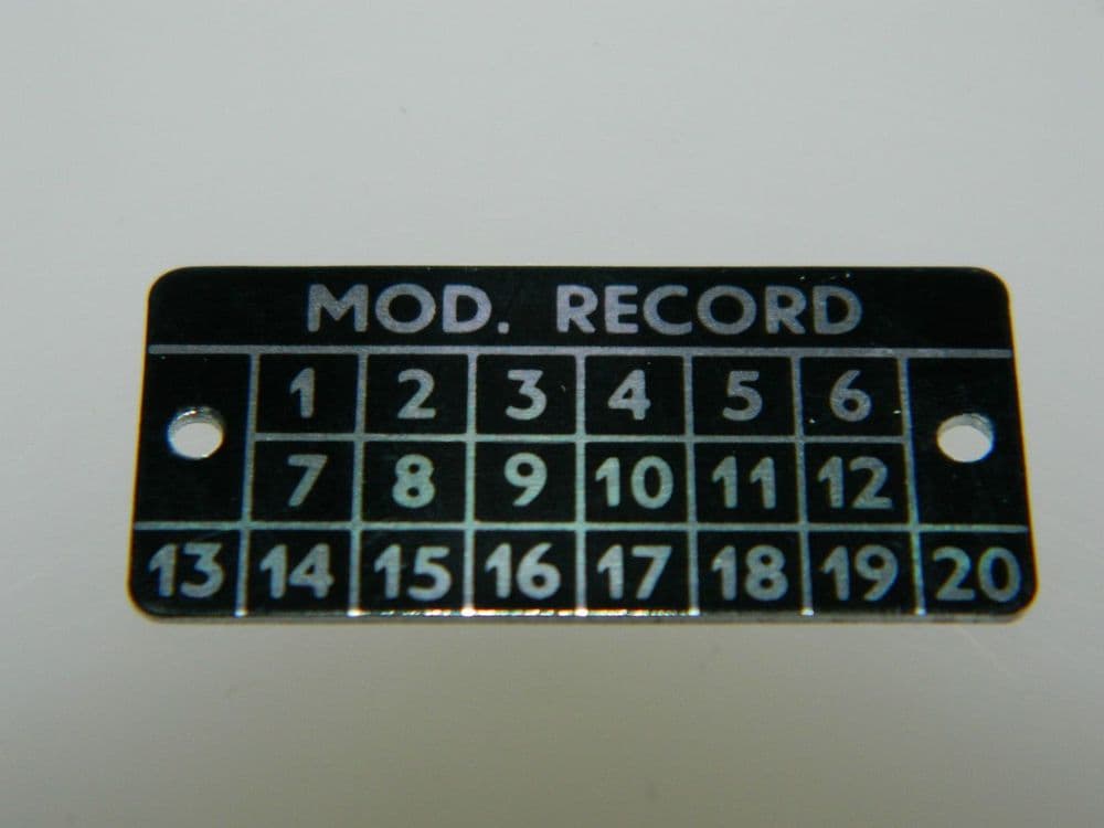 Mod Record Plate Label Dimensions 30mm x 15mm L12