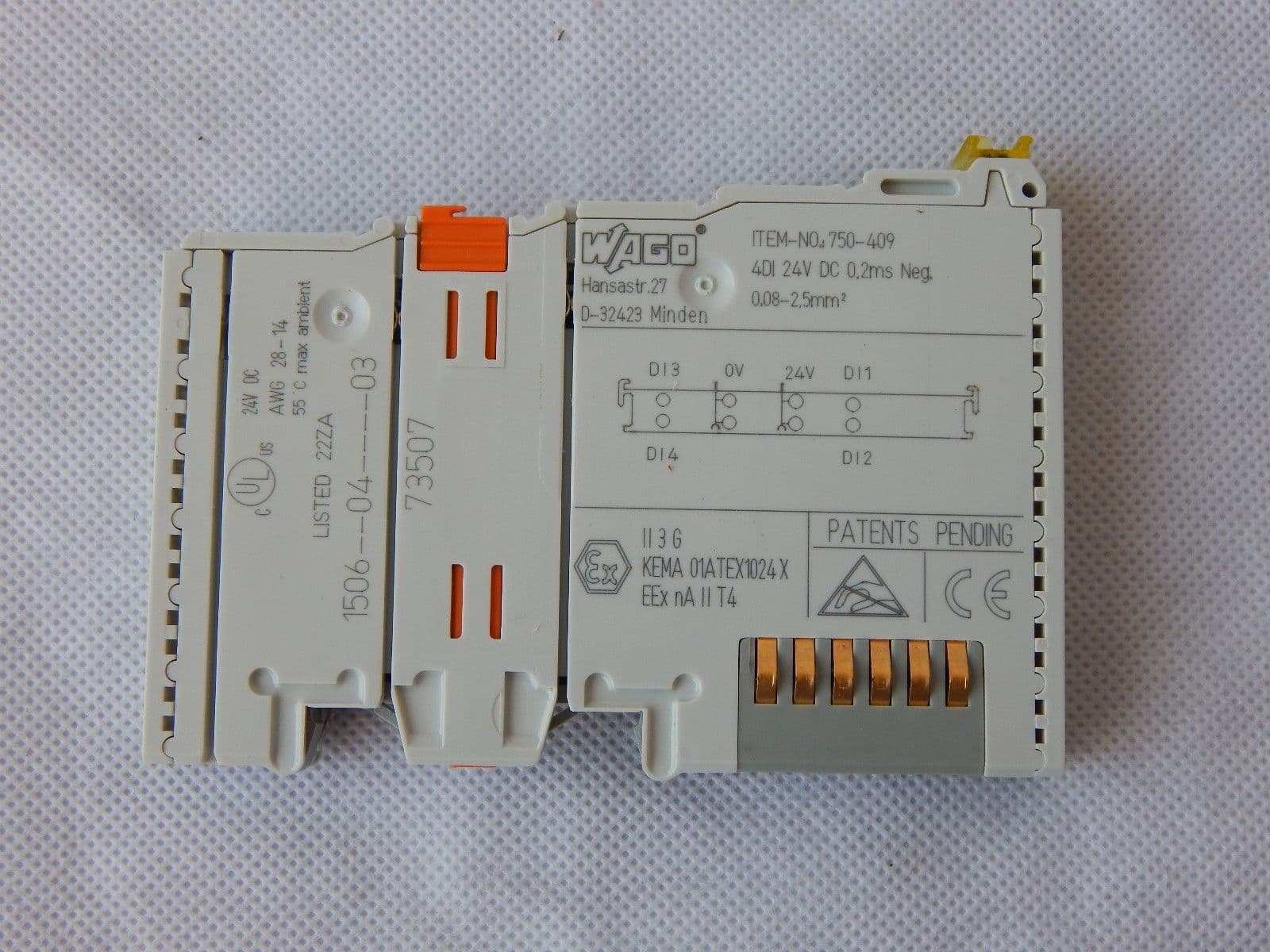 New Wago I/O System 4 Channel Digital Input Module P/No 750-409 24VDC 1R8D