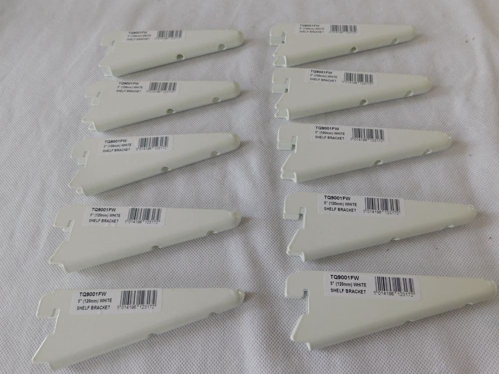 Pack Of 10 Spur 5" 120mm White Shelf Brackets Part No TQ9001FW D8C
