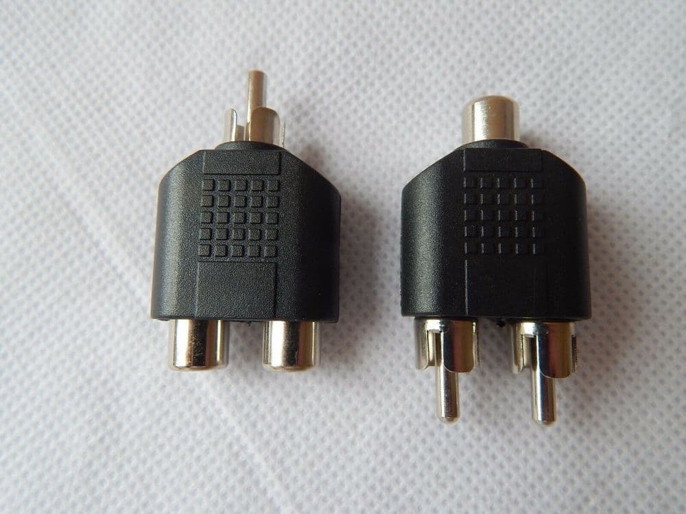 Pair of RCA Phono Plug and Socket Splitters 1M to 2F and 1F to 2M 3R1D EC43