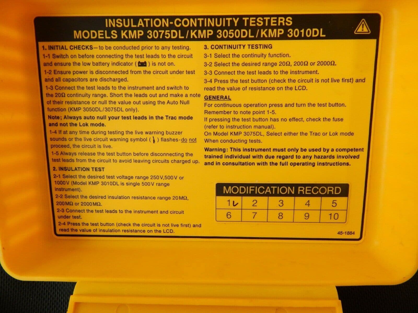 Robin KMP3075DL Continuity and Insulation Tester 2 Sets Test Leads Case ...