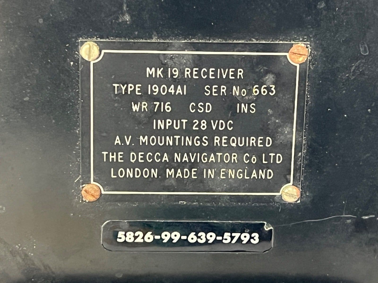 Sea King Helicopter Decca MK19 Receiver Radio From ZE369 PL53