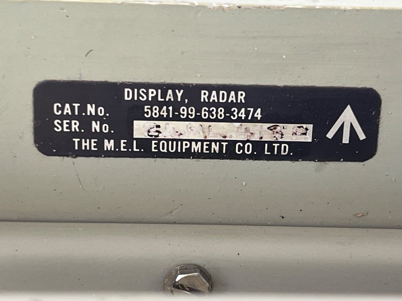 Sea King Helicopter Radar Frame E1-A1 Display From XV671 PL11