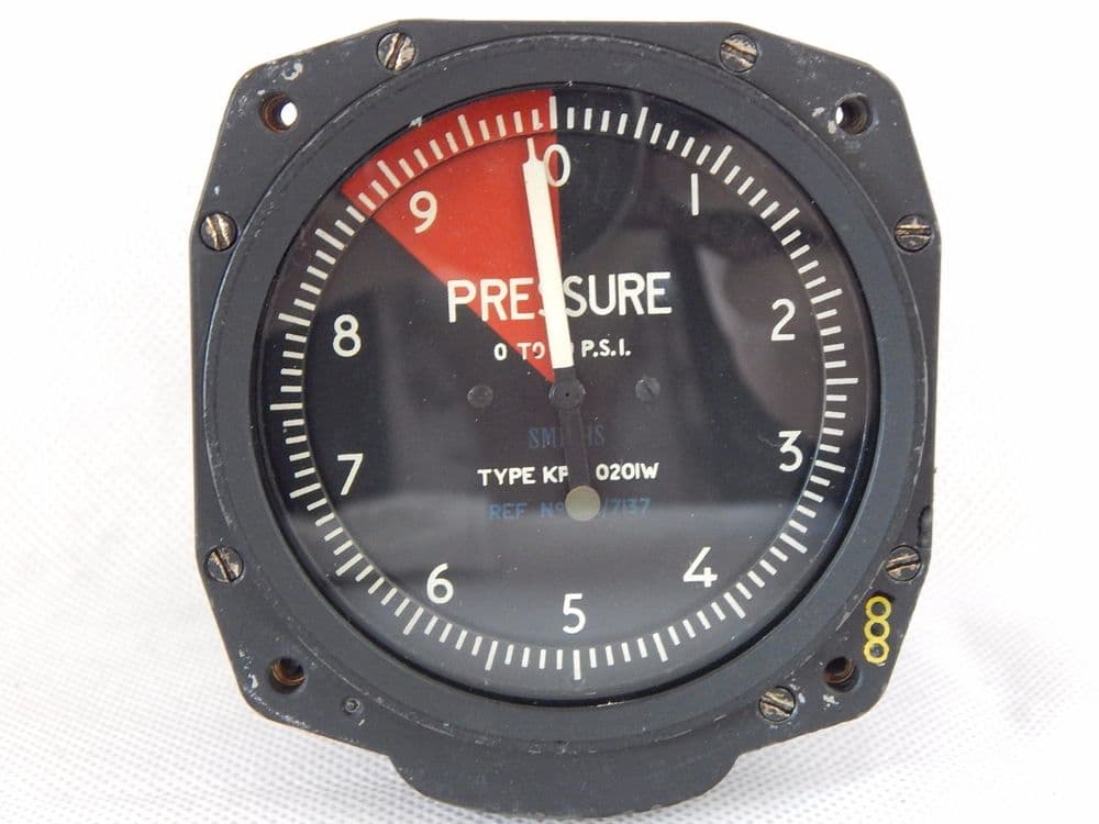 Smiths Aircraft Cabin Differential Pressure Indicator 0-10 PSI 1R9C