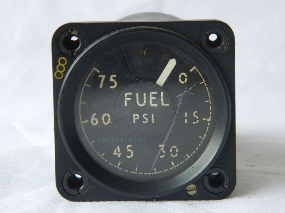 Smiths Aircraft Fuel Pressure Indicator 0-75 PSI 1R6C