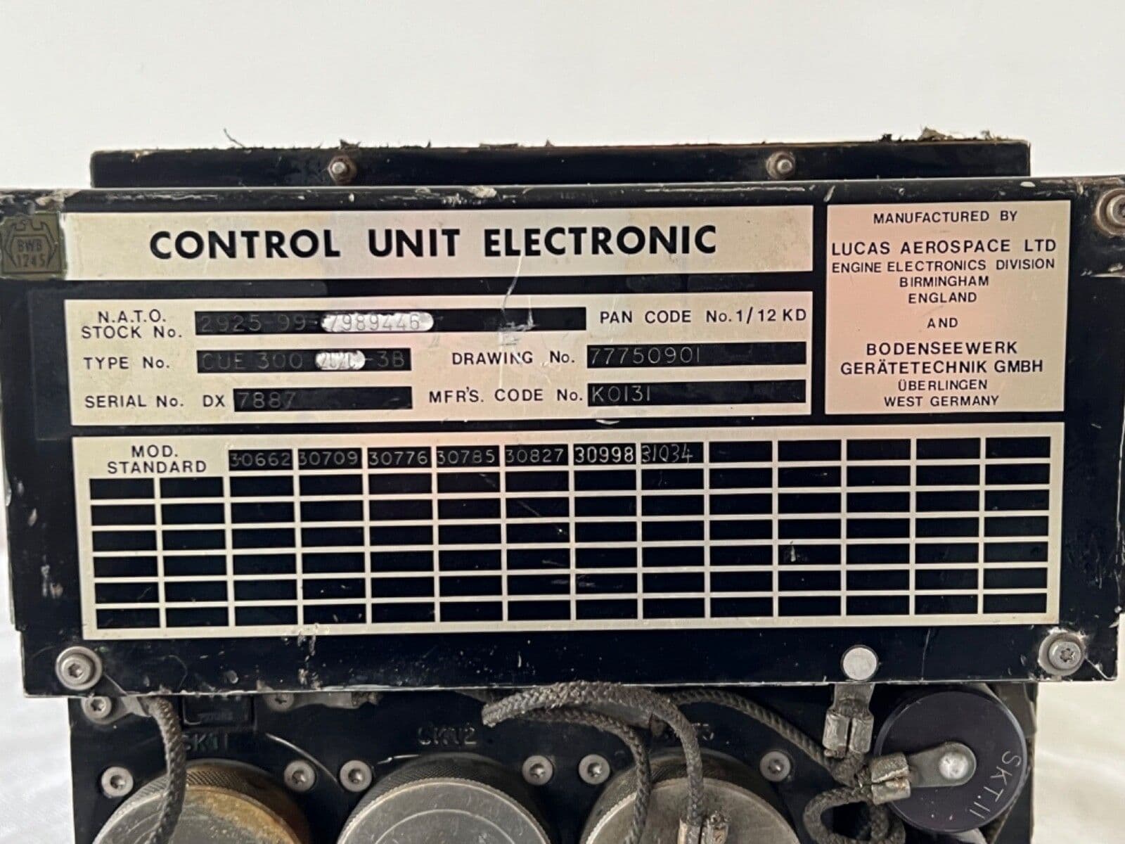 Tornado Aircraft Engine Control Unit Type No CUE 300-2C2C-3B PL55