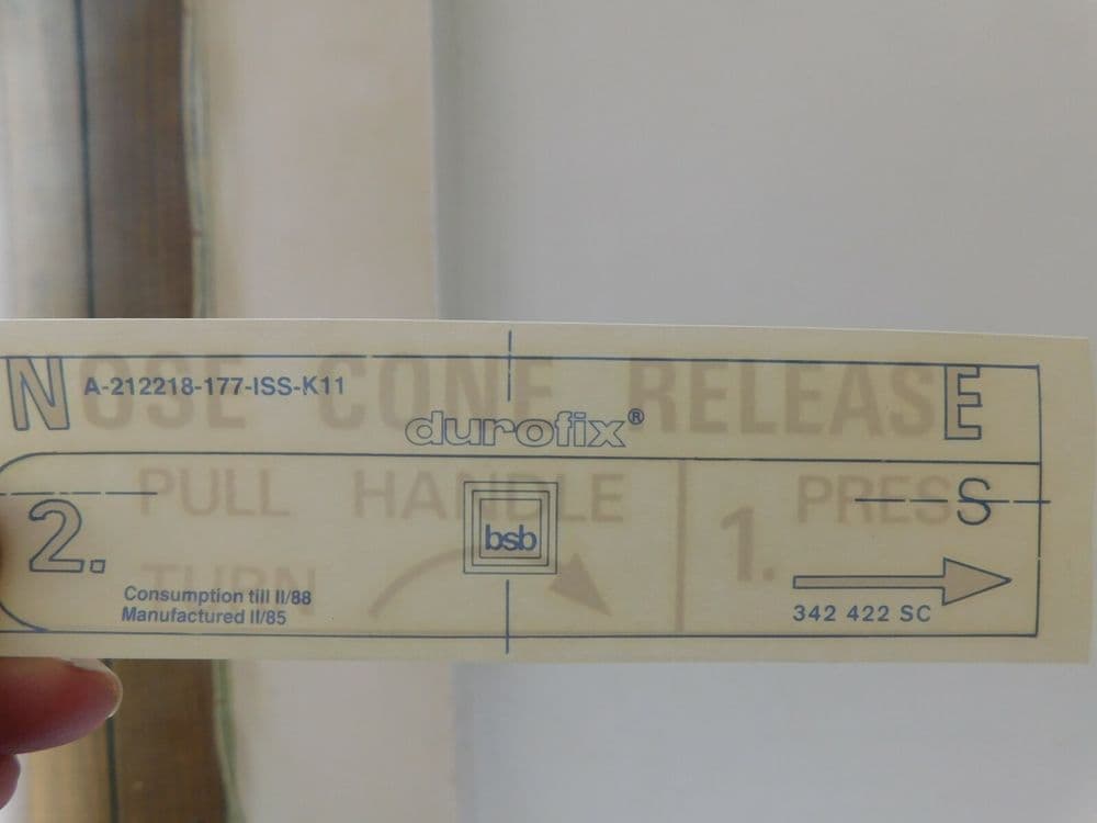 Tornado Aircraft Radome Nose Cone Handle Decal Transfer 1R2B