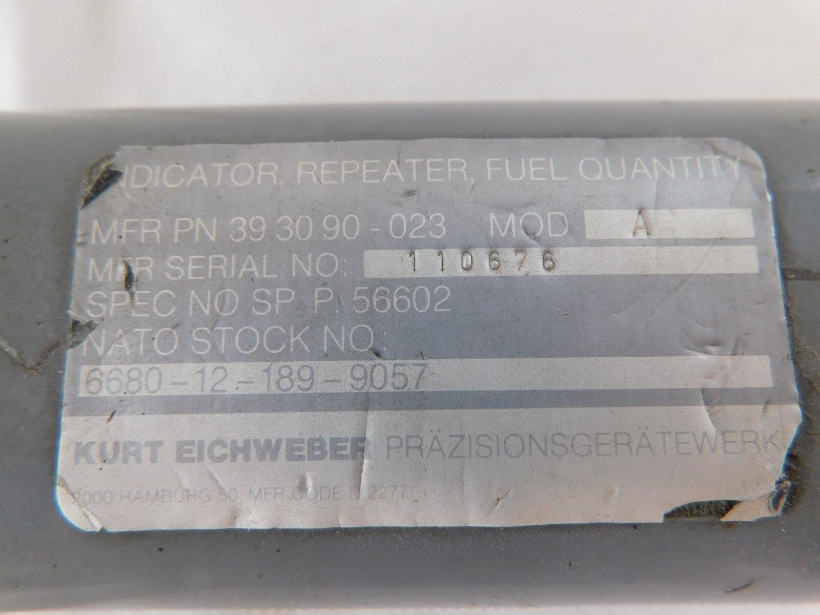 Tornado Aircraft Rear Fuel Contents Indicator Part No 393090-023 D4B