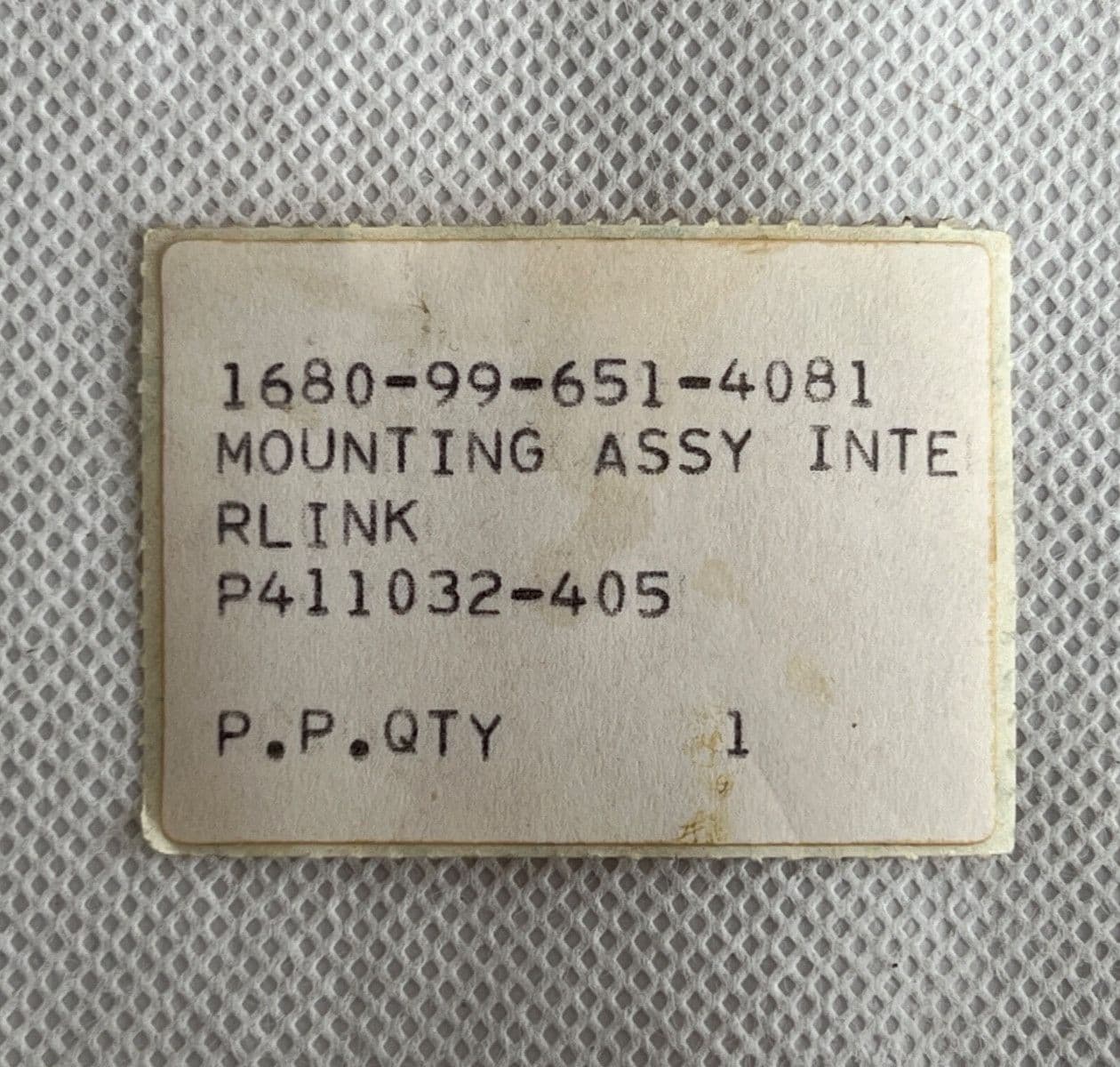 Tornado Aircraft Rudder Interlink Mounting Assy P-411032-405 D5D