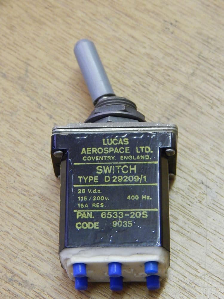 Tornado Aircraft Toggle Switch DPST PAN 6533-20S 1R6C