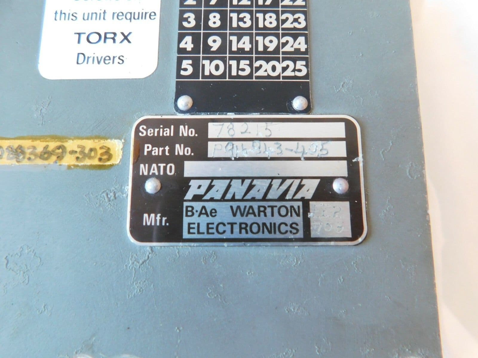 Tornado GR1A Aircraft Interface Control Warning Panel From ZG706 1R15B