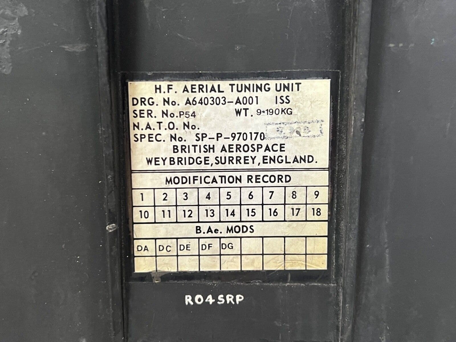 Tornado GR4 Aircraft ATU HF Antenna Tuning Unit From ZA607 PL62