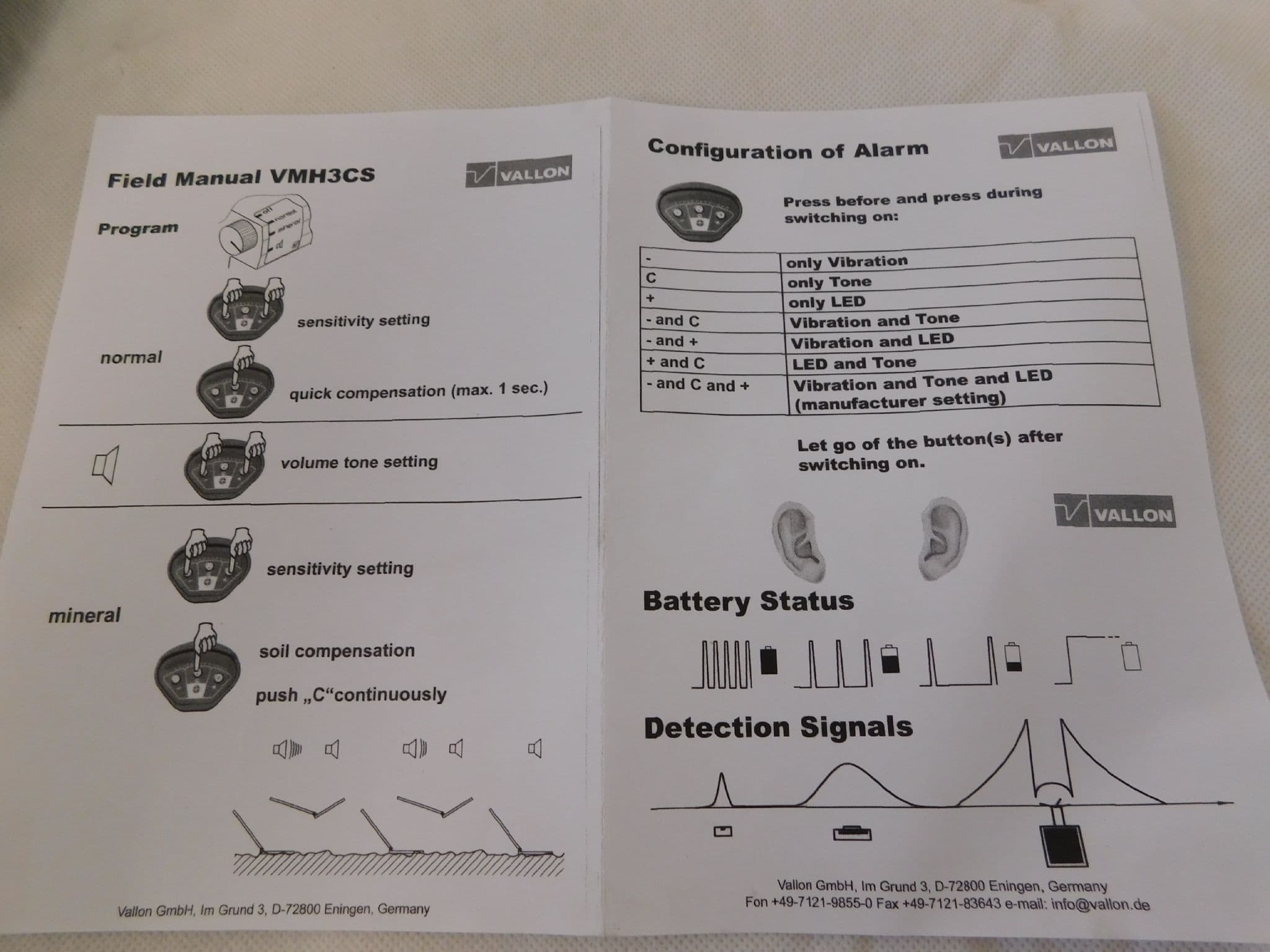 Vallon VMH3CS Handheld Cased Metal Detector Kit Fully Working TD3
