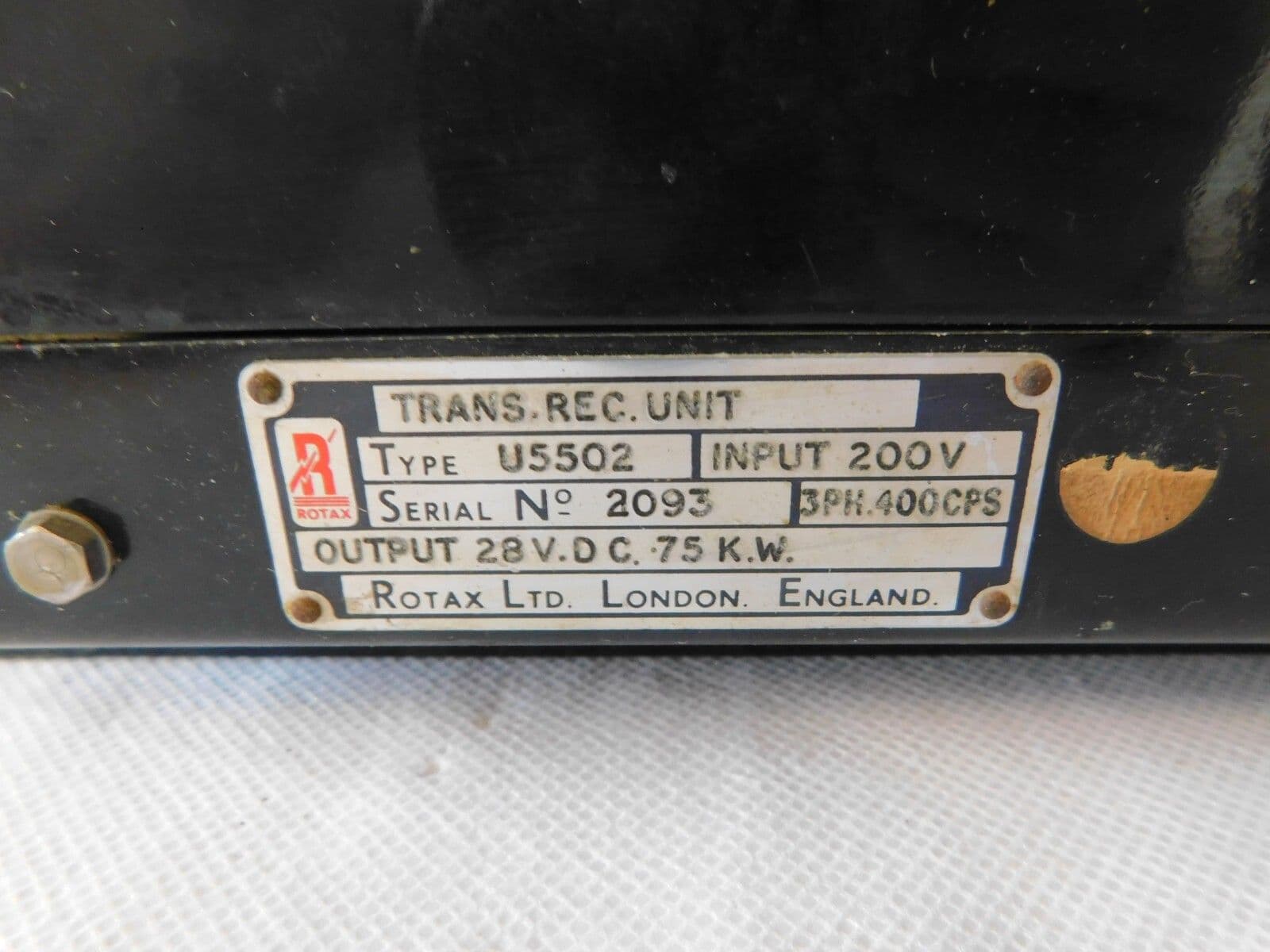 VC10 Aircraft Transformer Rectifier Unit From XV101 PL58