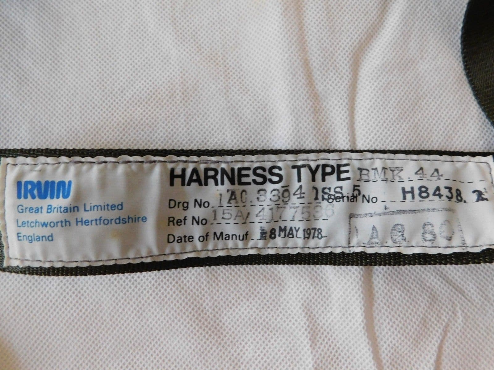 Vulcan Rear Crew Irvin GQ Parachute Harness Type B MK44 D5C