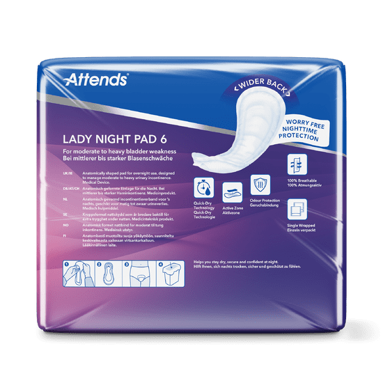 Attends Lady Night Pad 6 1000ml 30 Pack