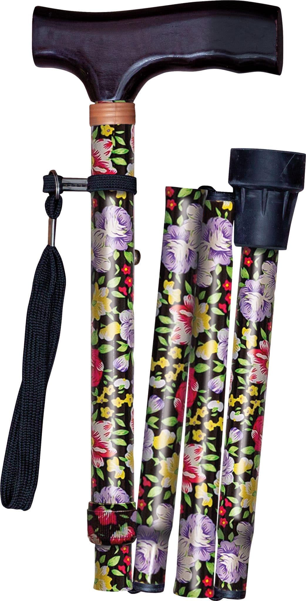 FOLDING WALKNG CANE WITH STRAP