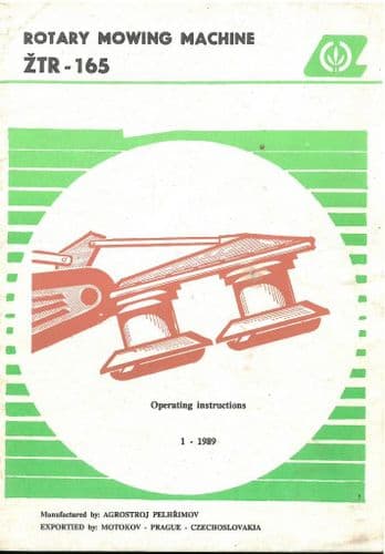 Agrozet Zetor ZTR165 Mower Operators Manual - ZTR 165
