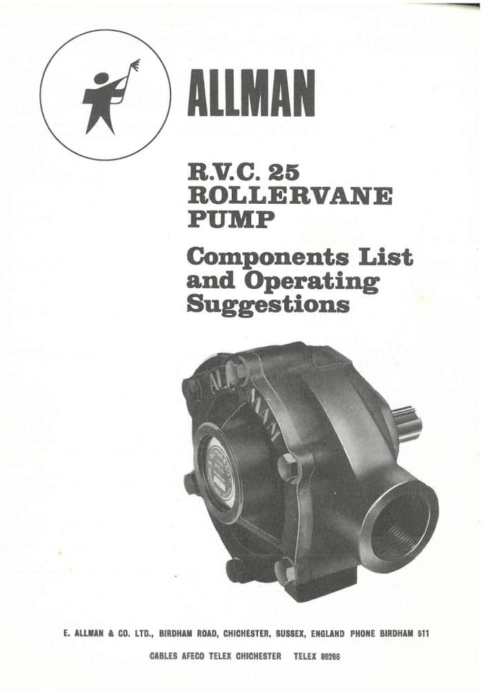 Allman RVC 25 Rollervane Pump Components List and Operating Suggestions ...