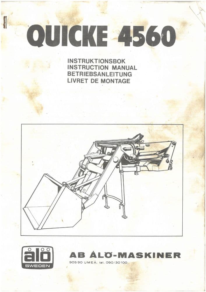 ALO Sweden Loader Quicke 4560 Instruction Manual
