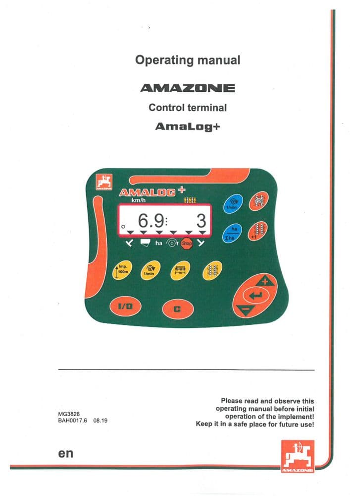 Amazone Control Terminal Amalog Plus Operators Manual
