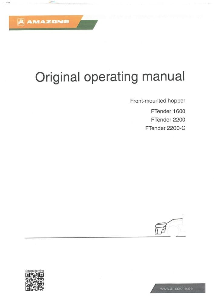 Amazone Front Mounted Hopper FTender 1600 2200 2200-C Operators Manual
