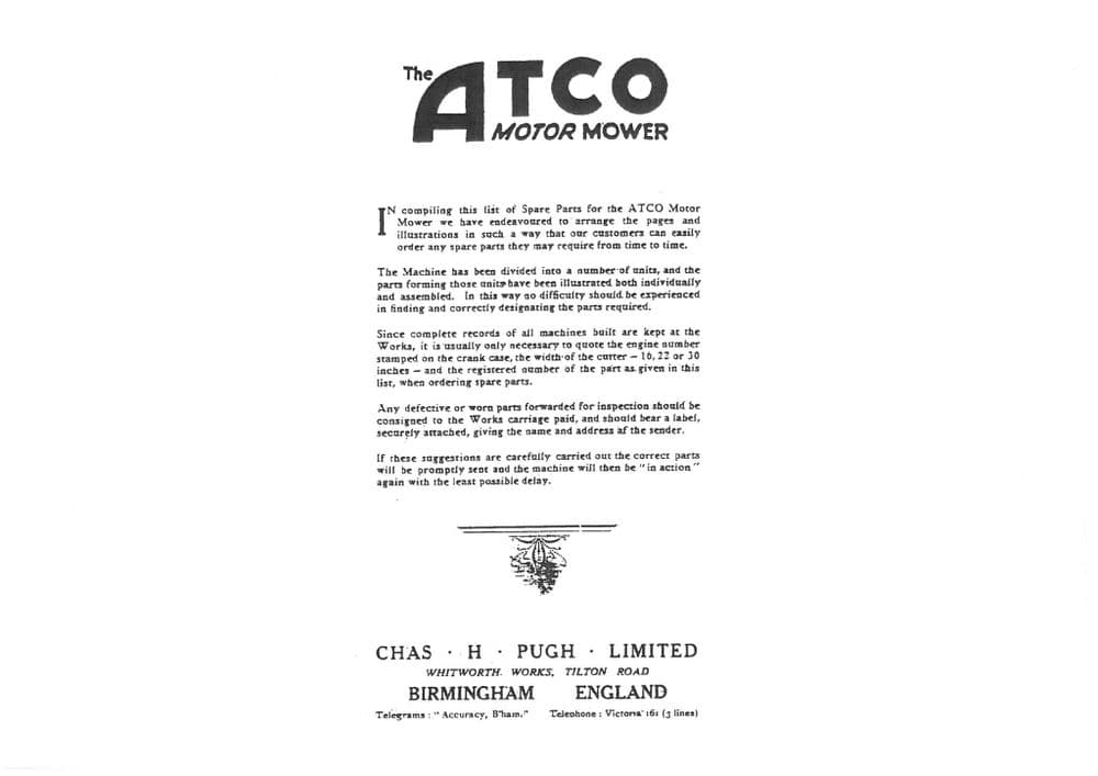 Atco Mower Standard Parts Manual