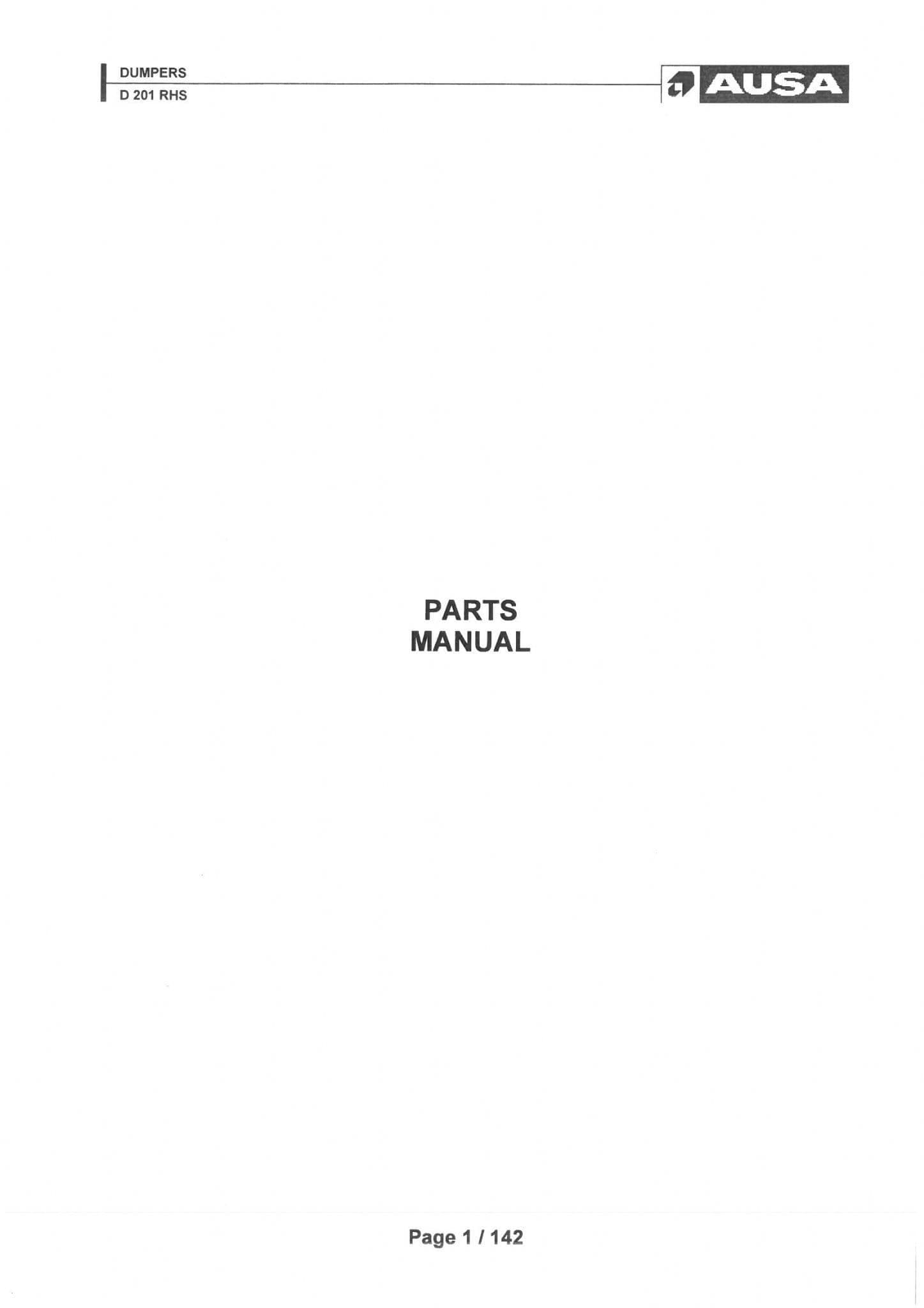 Ausa Dumper D201 RHS Parts Manual
