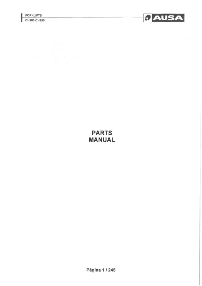 Ausa Forklifts CHG 150 CHG 150X4 Parts Manual
