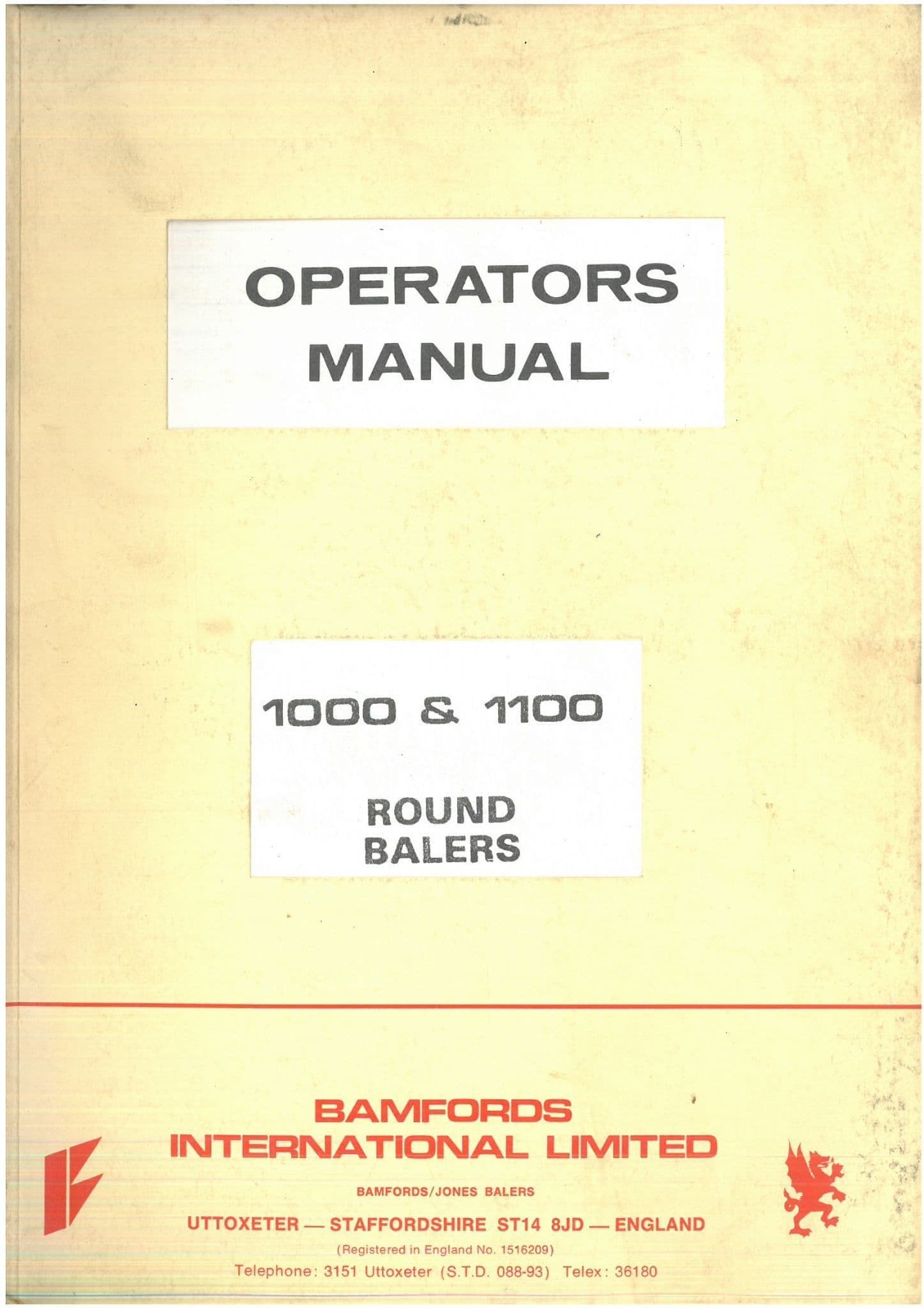 Bamfords Round Baler 1000 & 1100 Operators Manual