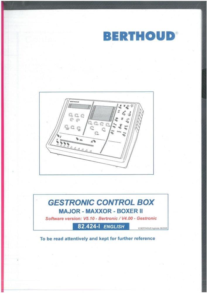 Berthoud Gestronic Control Box - Major Maxxor Boxer II Operators Manual