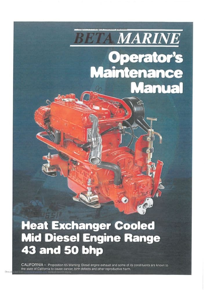 Beta Marine Small Diesel Engine 43BHP 50BHP Operators Manual