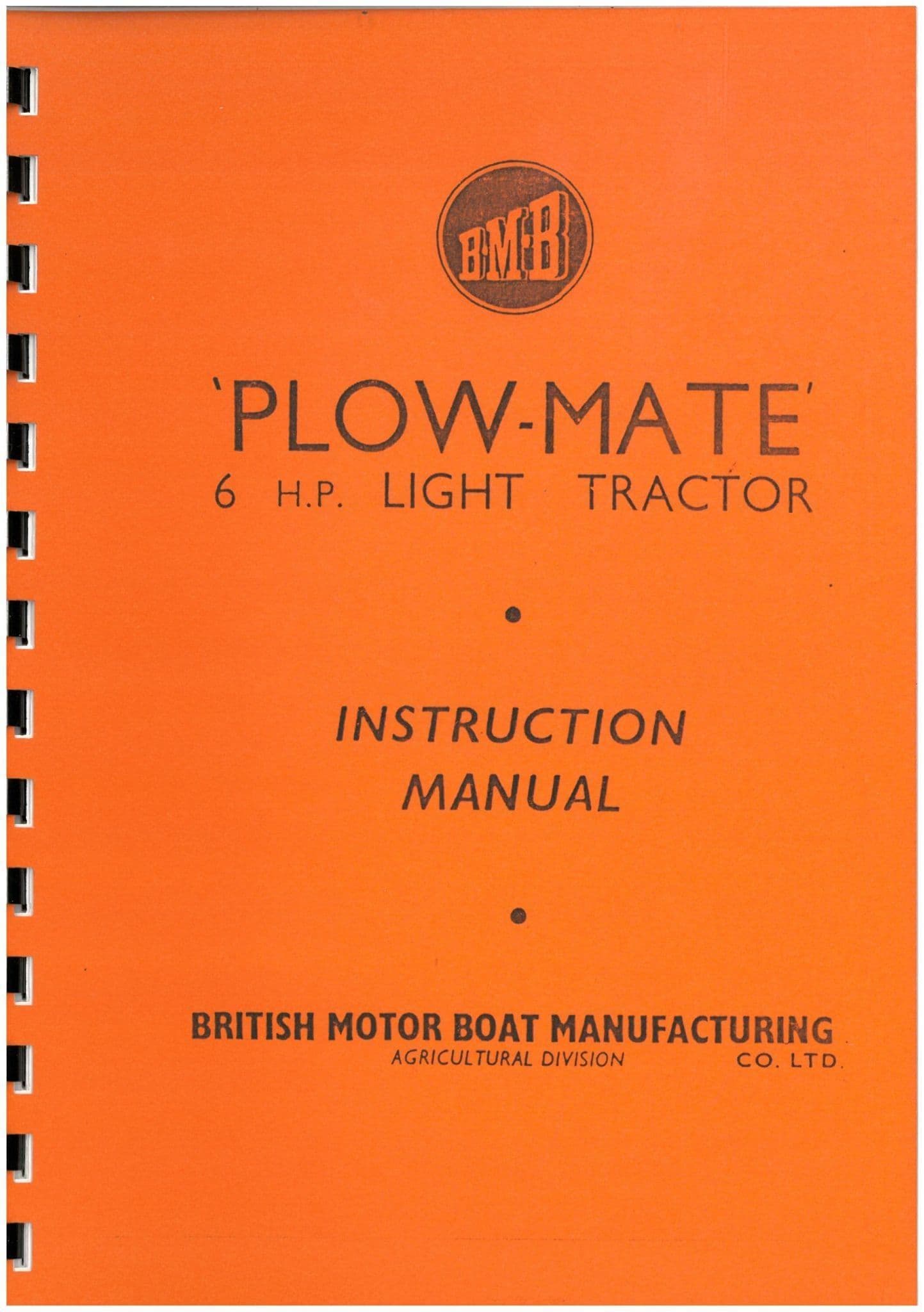 BMB Plowmate Light Tractor Operators Manual - Plow-Mate