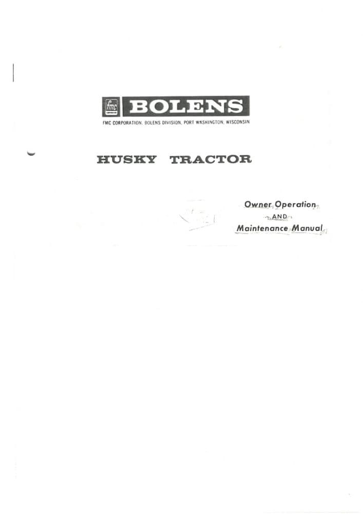 Bolens Tractor Husky 600 800 900 Operators Manual